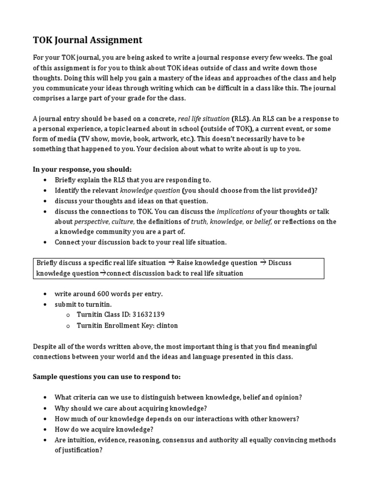 Tok Day 14 Journal Assignment 2 | PDF | Thought | Knowledge