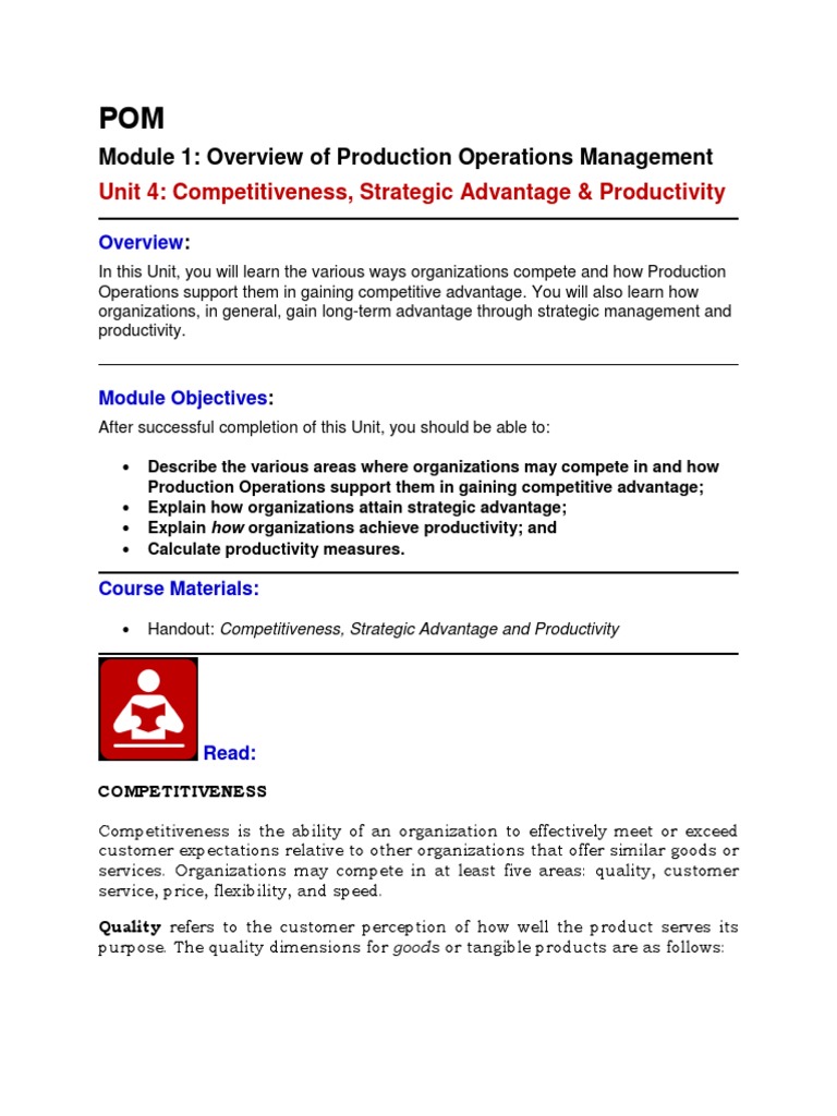 POM Module1 Unit4 | PDF | Strategic Management | Business