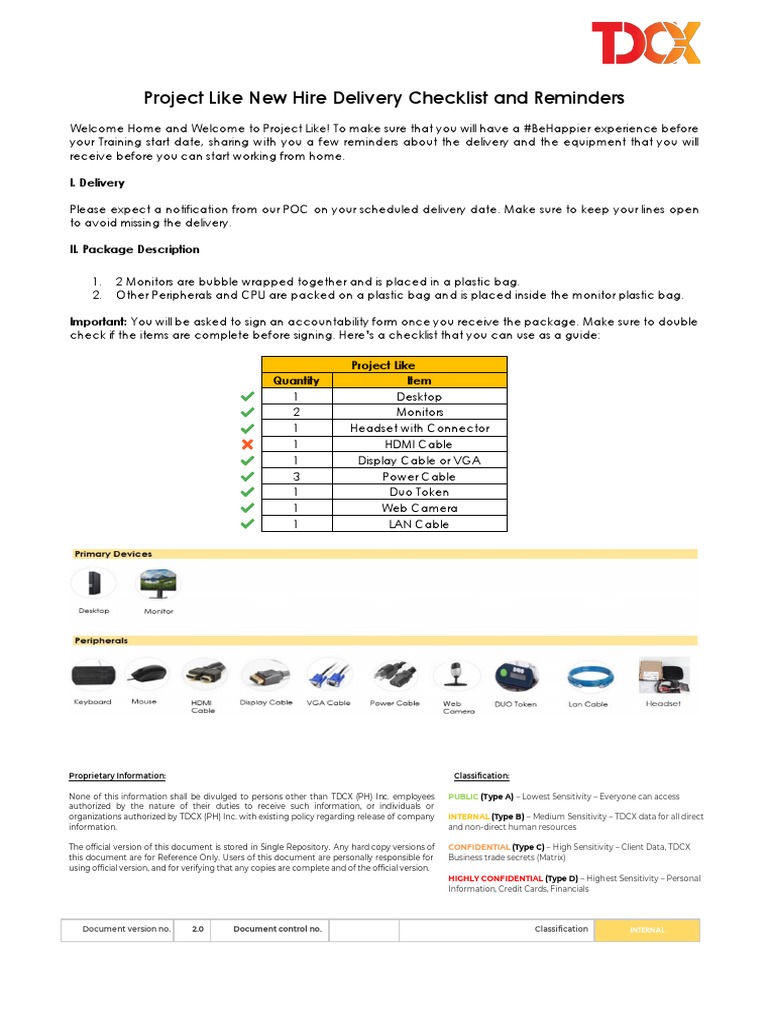 New Hire Equipment Checklist | PDF | Computer Monitor | Information And ...
