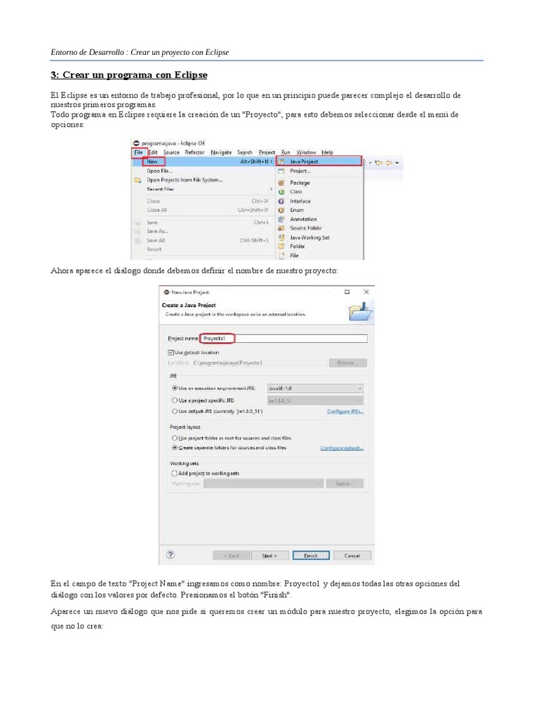 2 Crear Un Proyecto Con Eclipse | PDF | Eclipse (software) | Programación