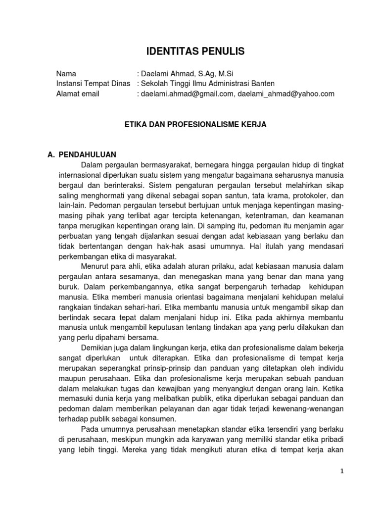 001 Etika Dan Profesionalisme Kerja | PDF