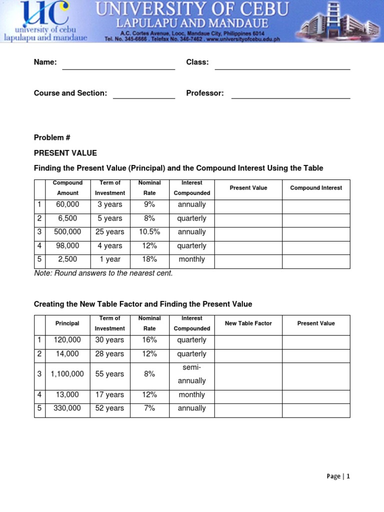 Problems Present Value | PDF | Interest | Present Value