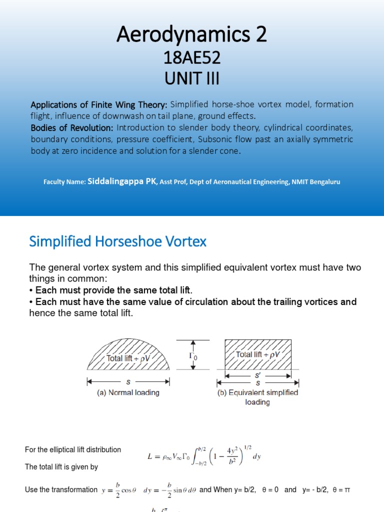 Aerodynamics of Wings and Bodies: Simplified Horseshoe Vortex Model, Formation Flight, Influence ...
