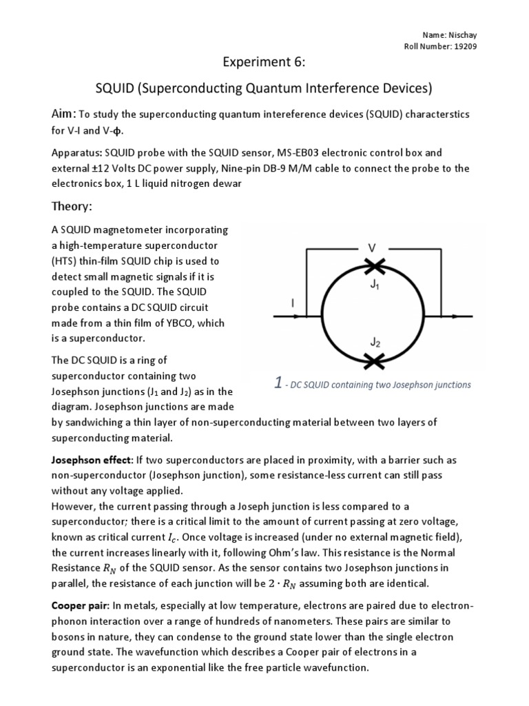 Exp 6 Squid | PDF | Superconductivity | Materials