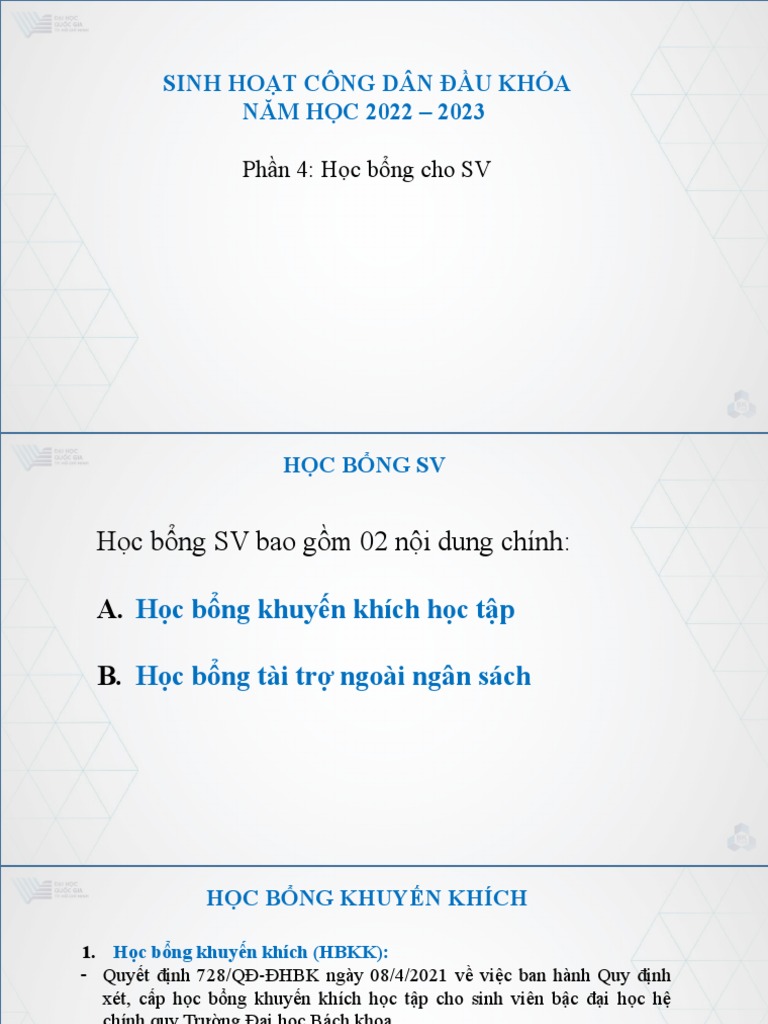 P4 - Hoc Bong Cho SV - SHCD Dau Khoa K2022 | PDF