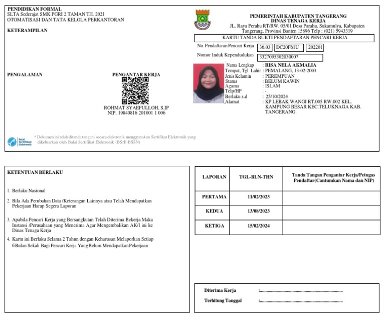 Kartu Kuning Online Pemalang 2023 | PDF