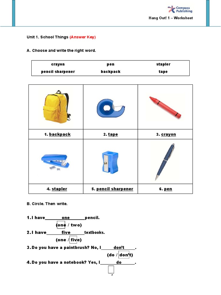 School Worksheet Hang Out | PDF