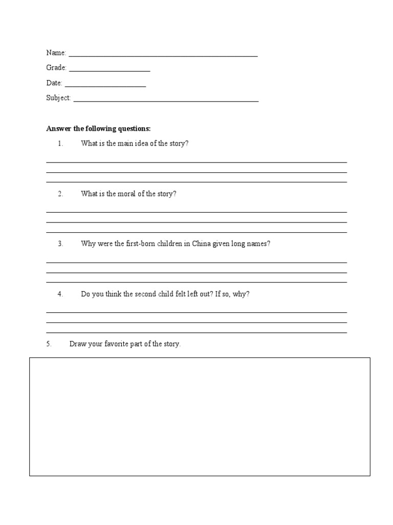 Reading Worksheet | PDF