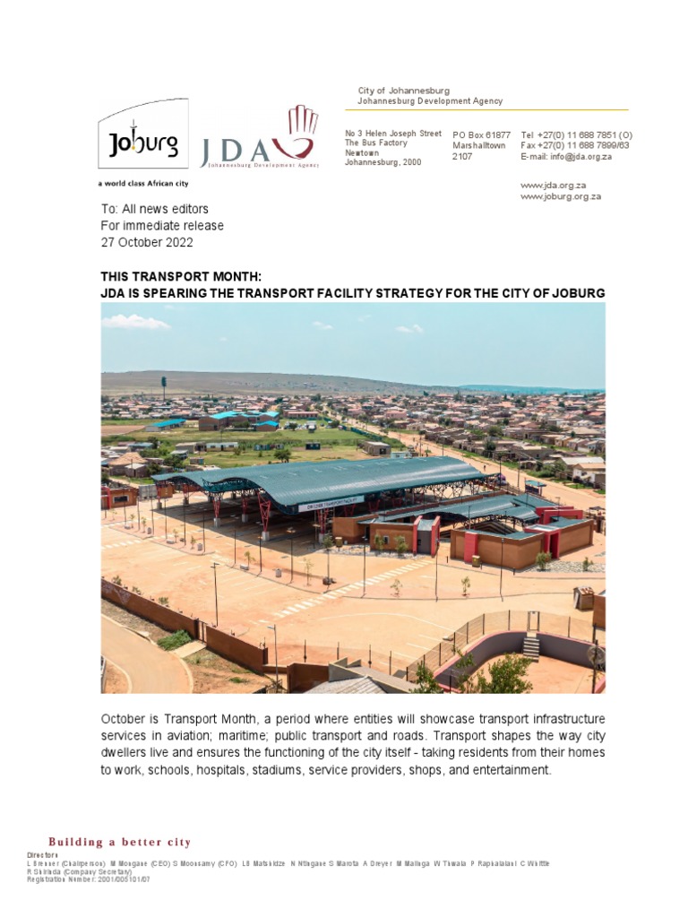 Transport Month First Look at Jda Implemented Transport Facilities ...