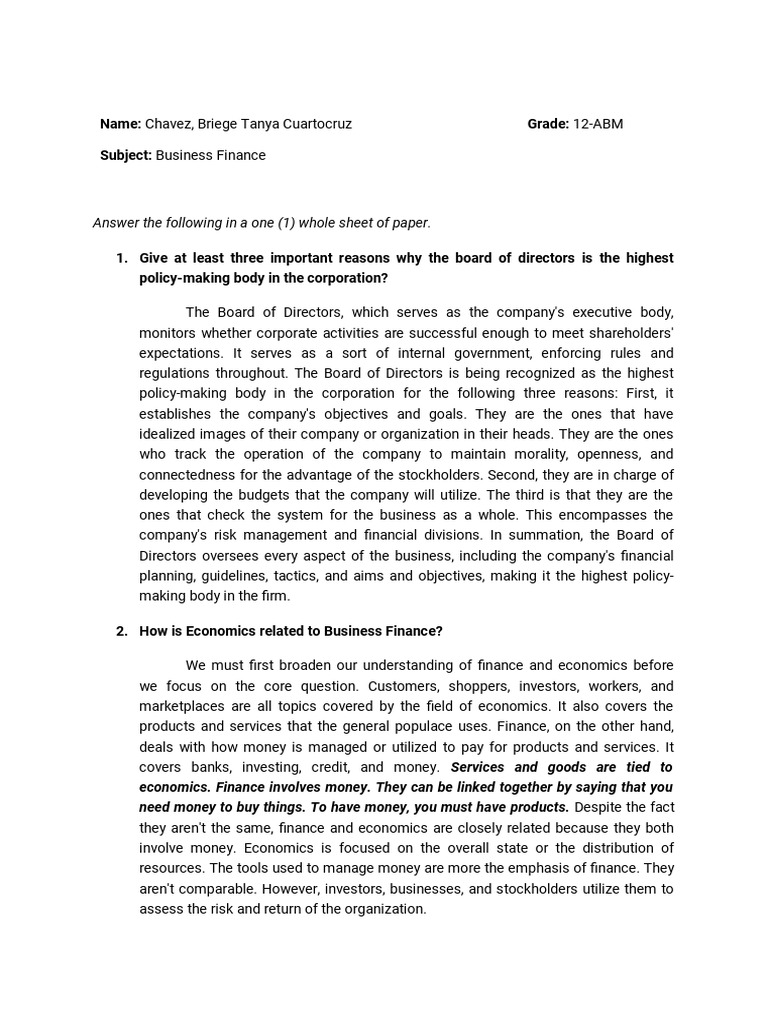 Business Finance Final | PDF | Business | Economies