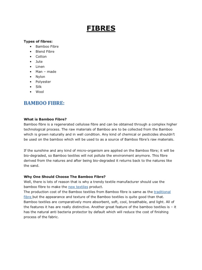 Types of Fibres | PDF | Jute | Textiles