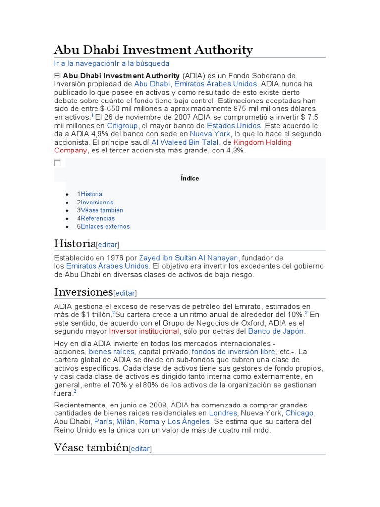 Abu Dhabi Investment Authority | PDF | Economias | Inversiones