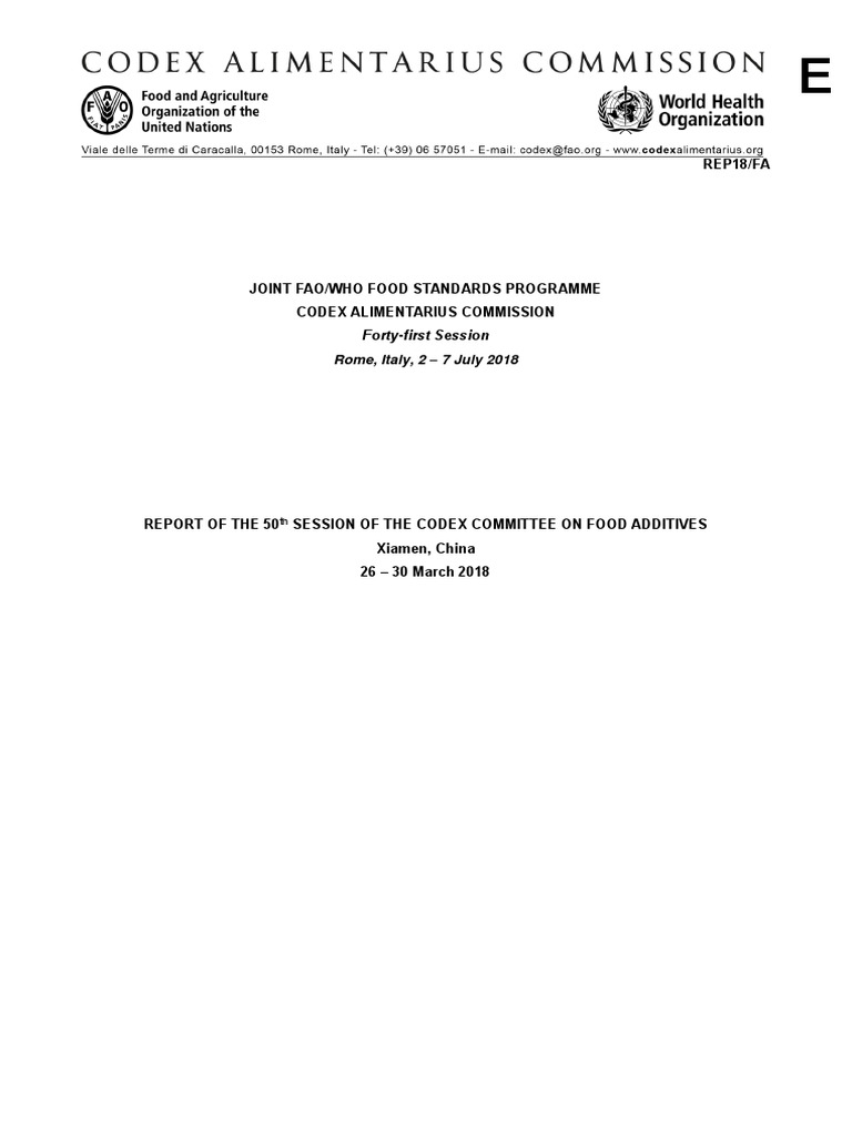 The Codex Committee On Food Additives | PDF | Foods | Milk