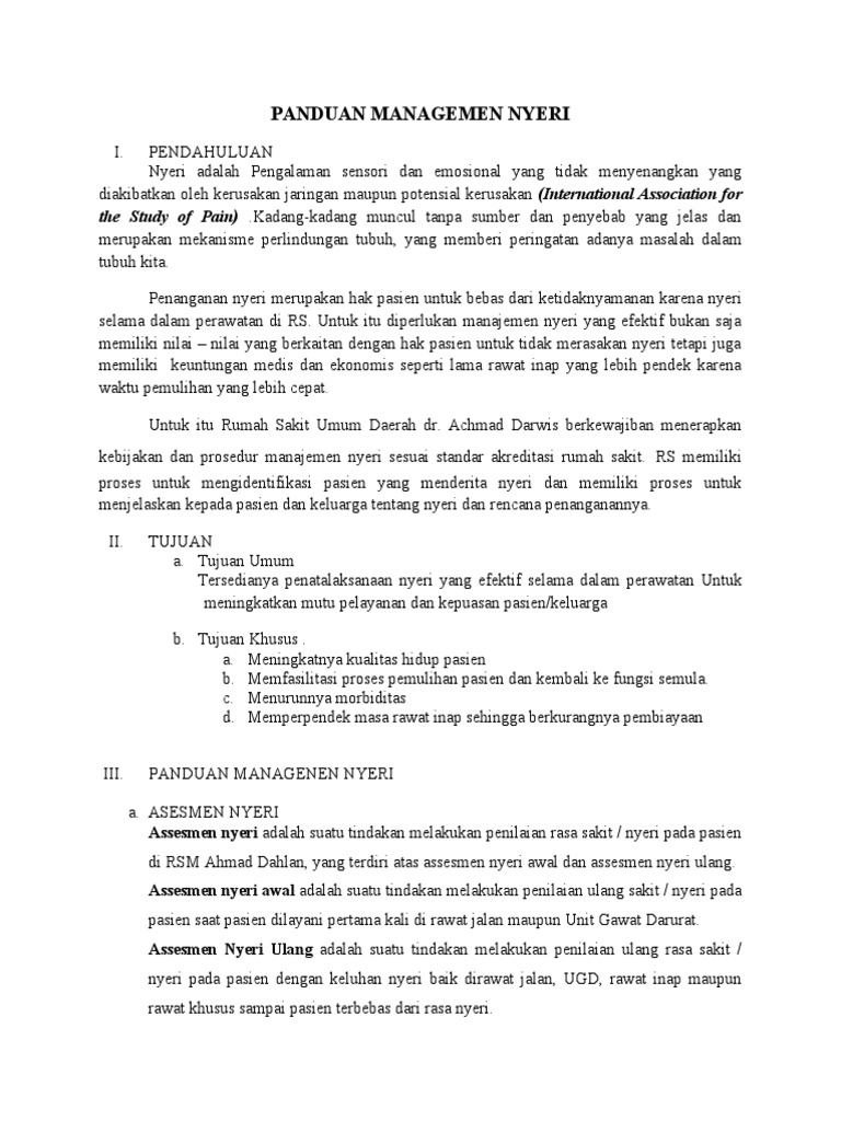Panduan Manajemen Nyeri RS | PDF
