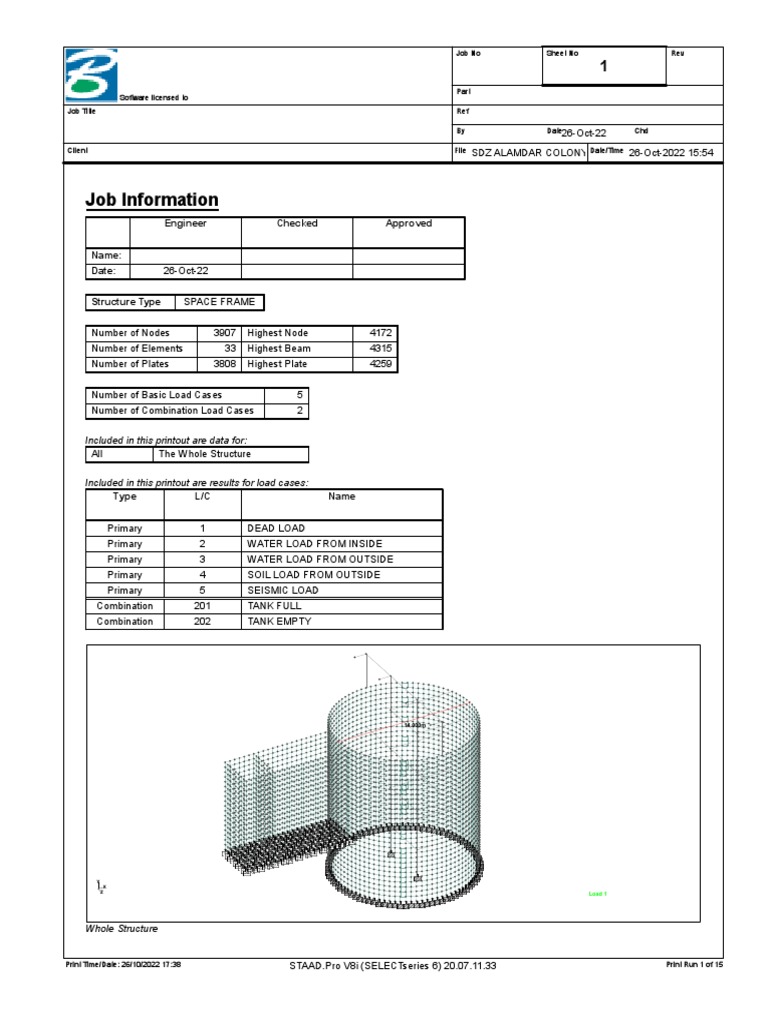 STAAD.Pro V8i Structural Analysis Report | PDF | Software | Computing