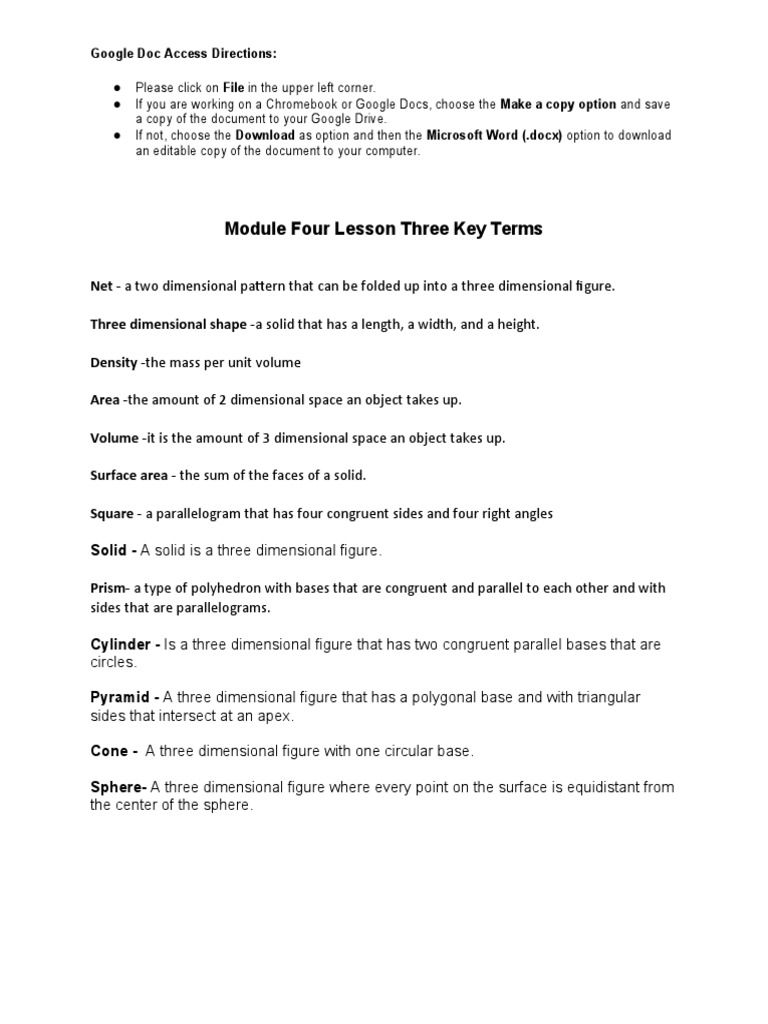Module Four Lesson Three Key Terms | PDF