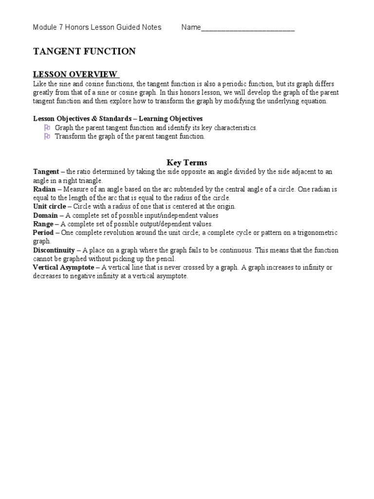 Module Seven Honors Guided Notes | Download Free PDF | Trigonometric ...