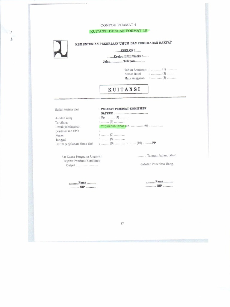 Format Kuitansi Perjadin | PDF