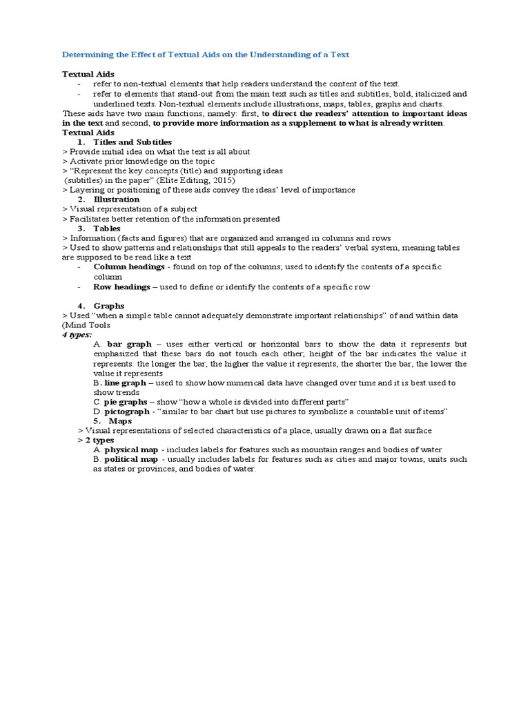 Determining The Effect of Textual Aids On The Understanding of A Text ...