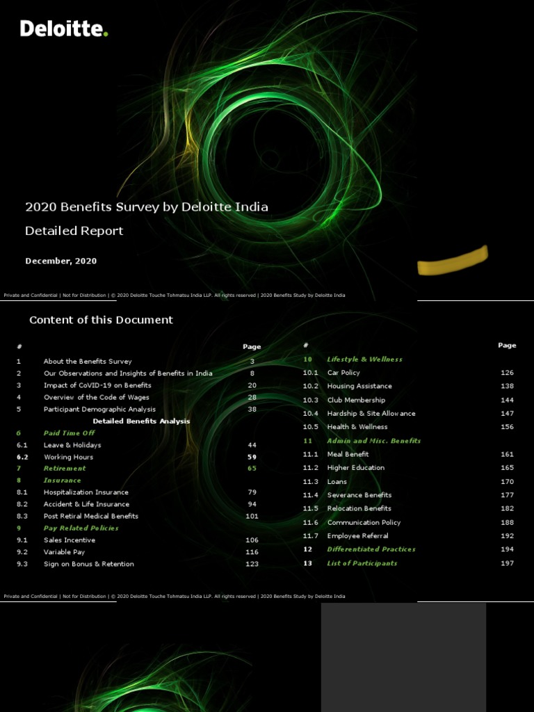 2020 Benefits Study Results by Deloitte India - Final PDF | PDF ...