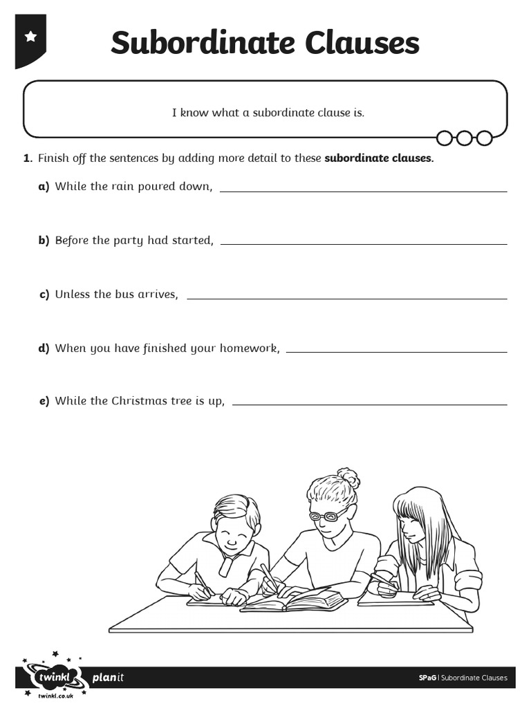 Subordinate Clauses Differentiated Activity Sheets | PDF | Clause | Grammar