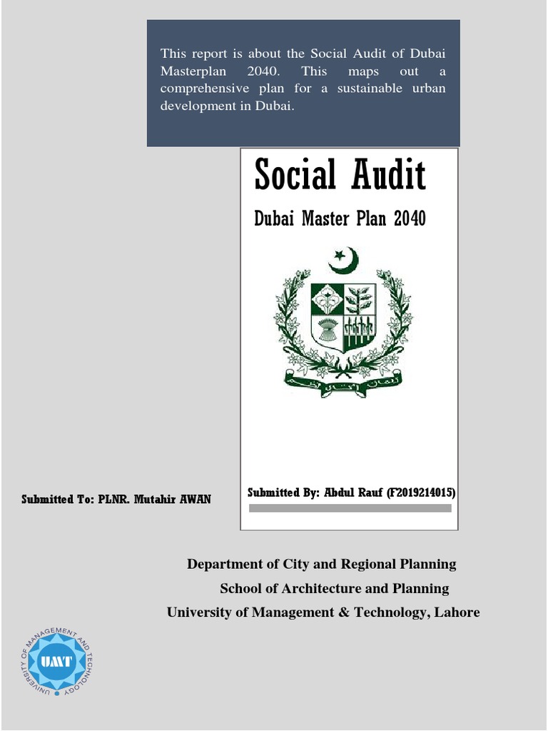 Social Auditing of Dubai Master Plan 2040 | PDF | Dubai | City