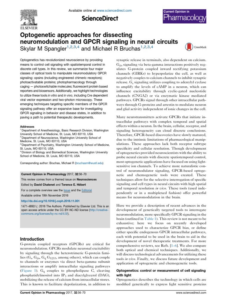 Optogenetics To Study GPCR 2017 | Descargar gratis PDF | Signal ...