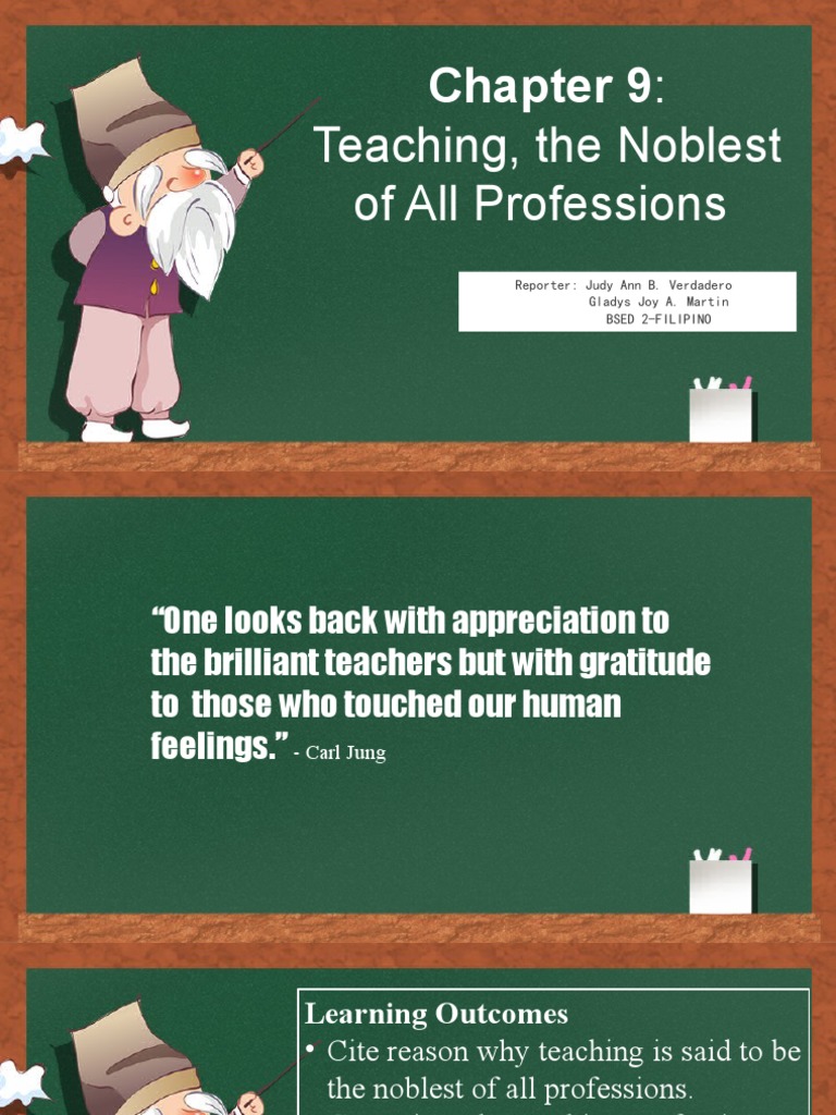 CHAPTER 9 Teaching The Noblest Profession | PDF | Teachers
