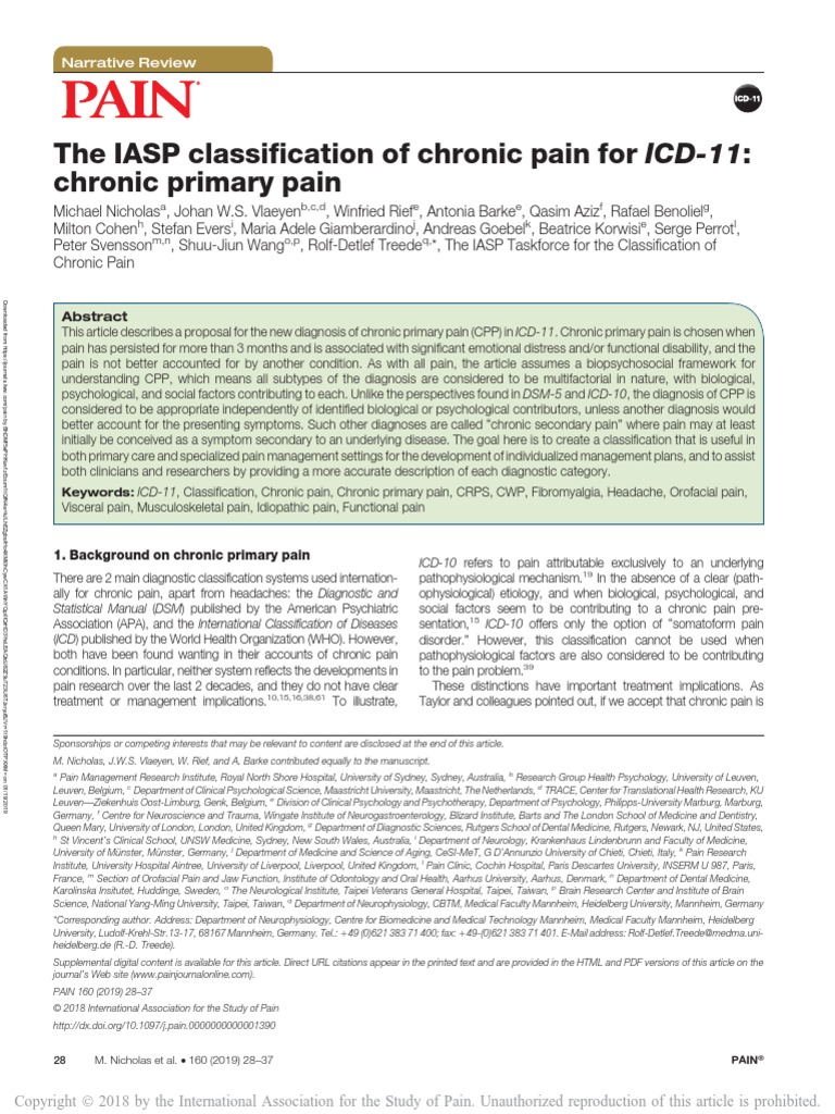 The IASP Classification of Chronic Pain For.4 | PDF | Pain | Headache