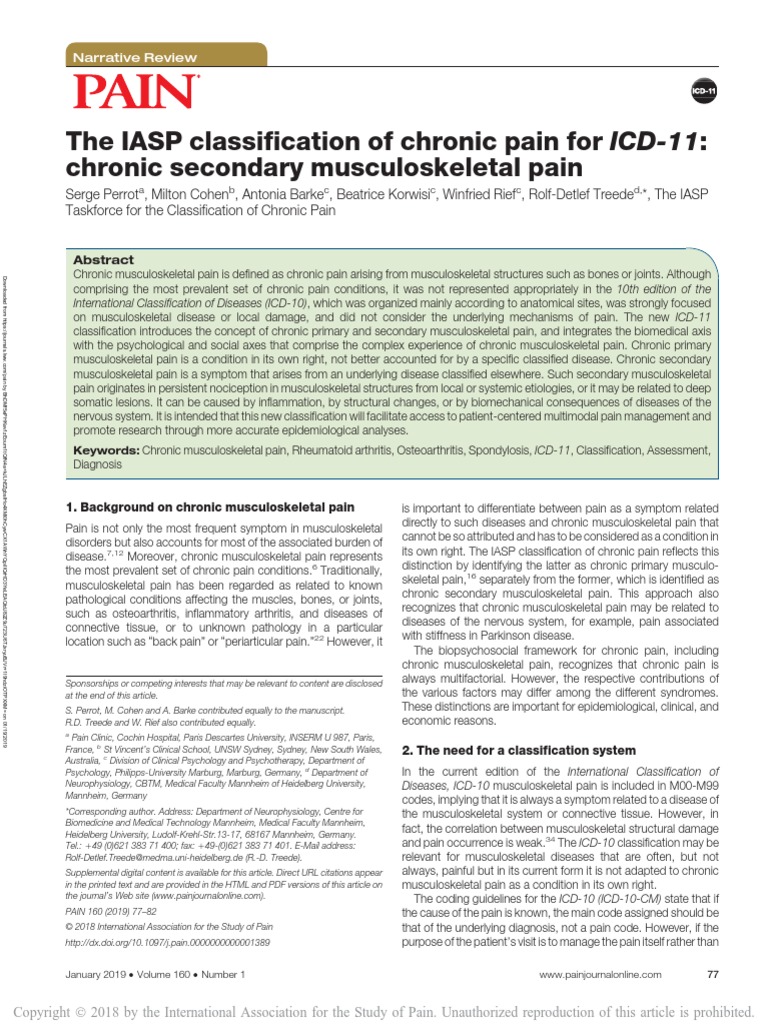 The IASP Classification of Chronic Pain For.10 | PDF | Pain | Chronic Pain