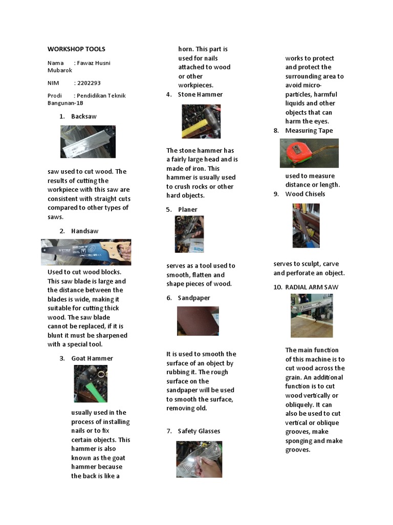 Ini Itu Workshop Tools Pdf Wood Industrial Processes