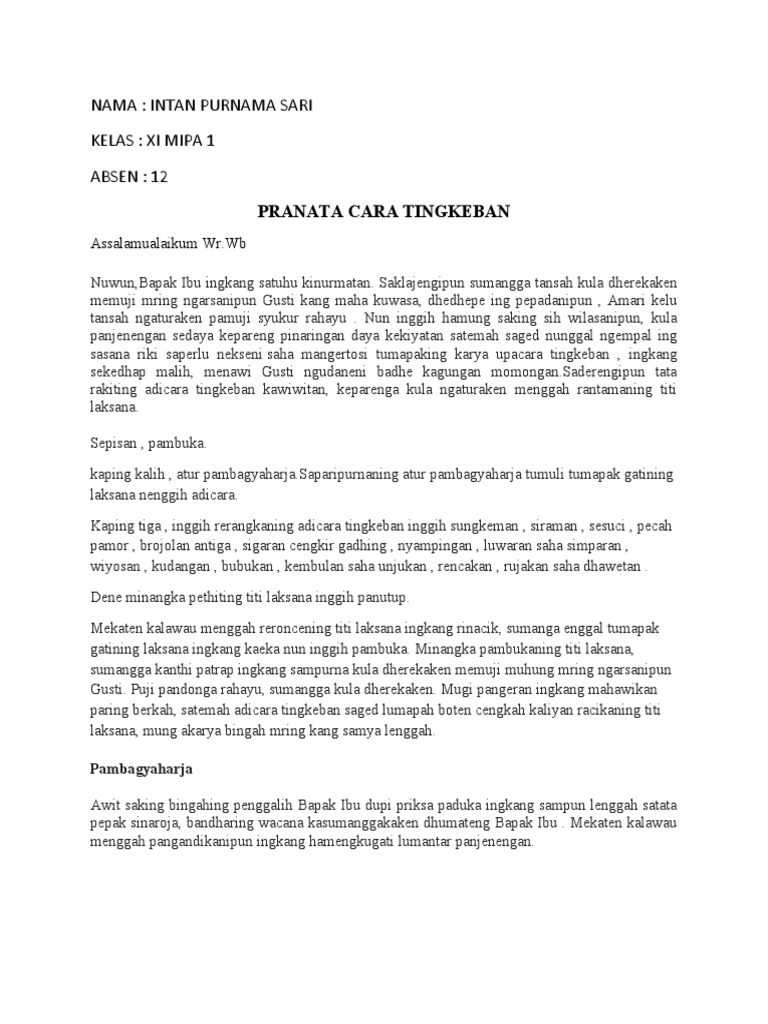 Pranata Cara Tingkeban | PDF