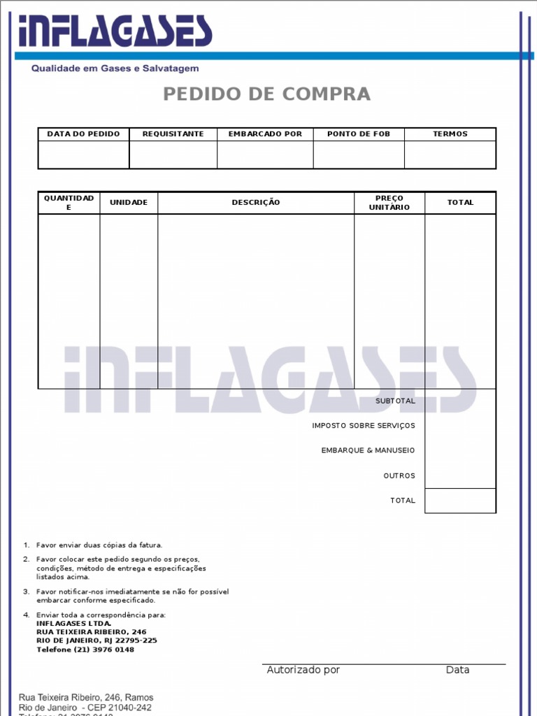 Modelo de Pedido de Compra.