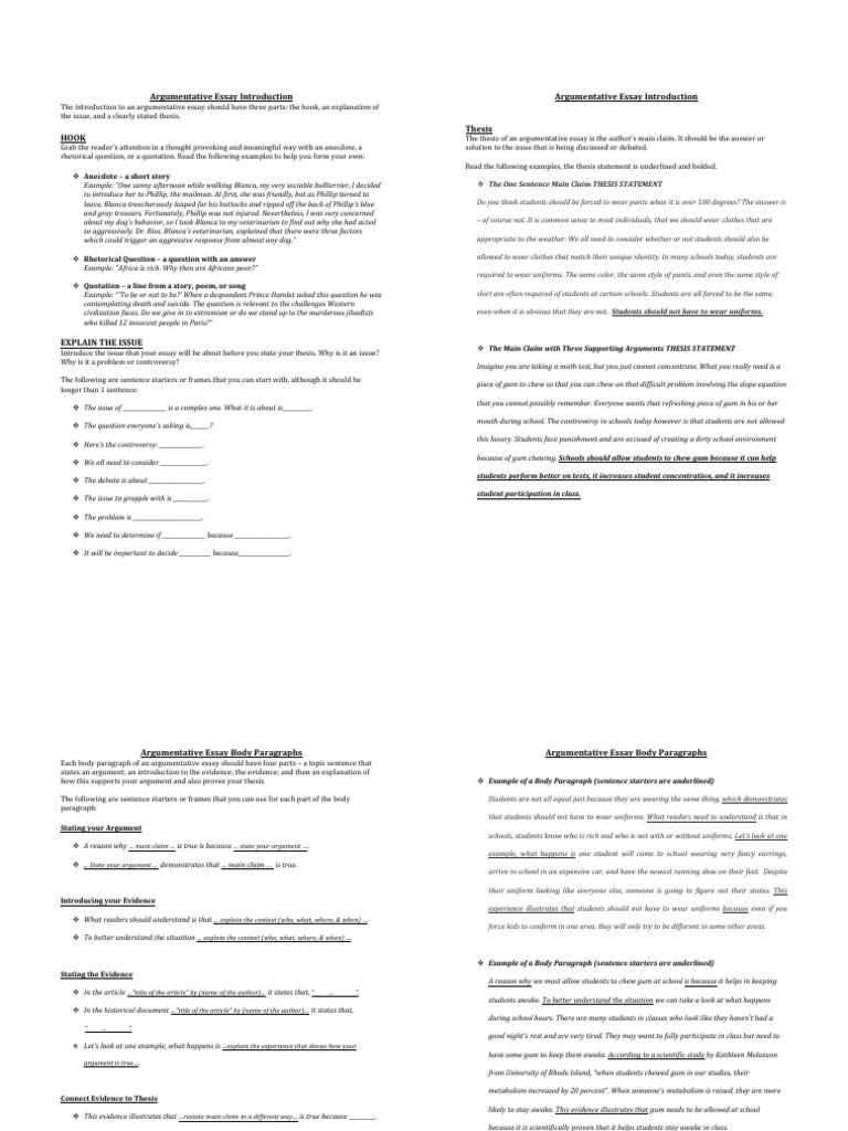 Argumentative Essay Template | PDF | Essays | Argument