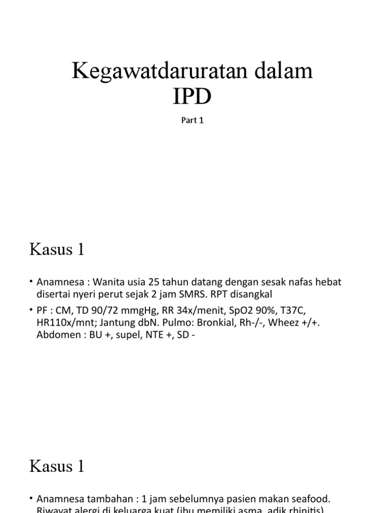 Kegawatdaruratan Dalam IPD Part 1 | PDF | Kesehatan Holistik | Sains & Matematika
