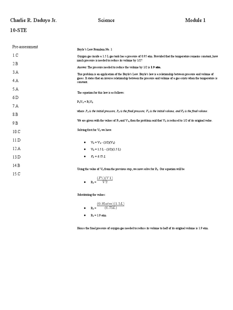 Science 4thQ Module 1 | PDF | Gases | Statistical Mechanics
