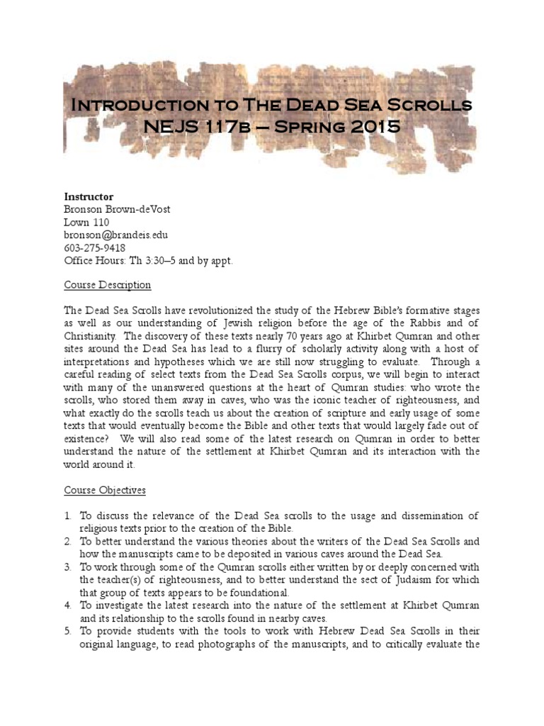 Introduction To The Dead Sea Scrolls | PDF | Bible | Dead Sea Scrolls