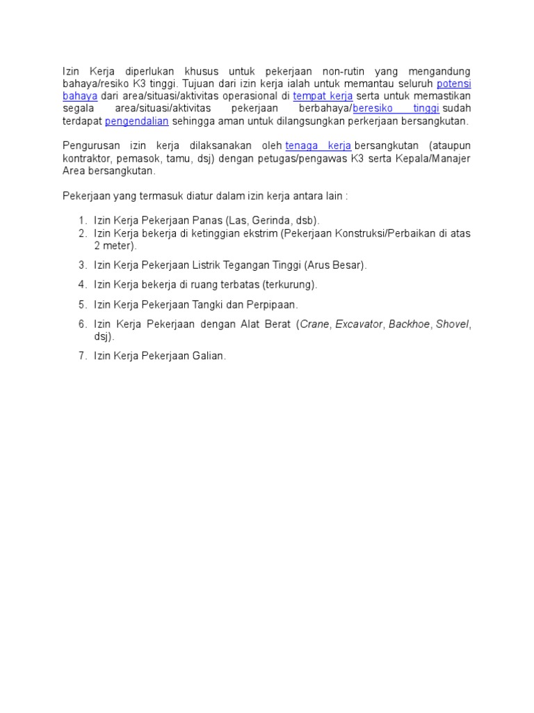 Contoh Form Izin Kerja K3doc PDF Free | PDF