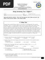 Group Screening Test Grade 7 7 10 Passages and Questions | PDF | Clock ...