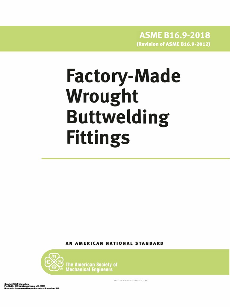 Asme B16.9-18 | Download Free PDF | Pipe (Fluid Conveyance ...