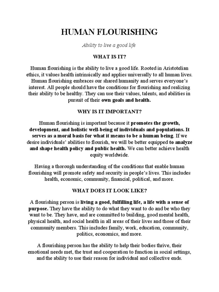 Topic 4 Human Flourishing Reading Material | PDF | Philosophical ...