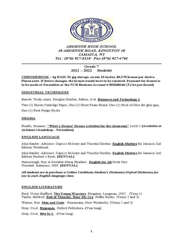 Grade 7 Booklist | PDF