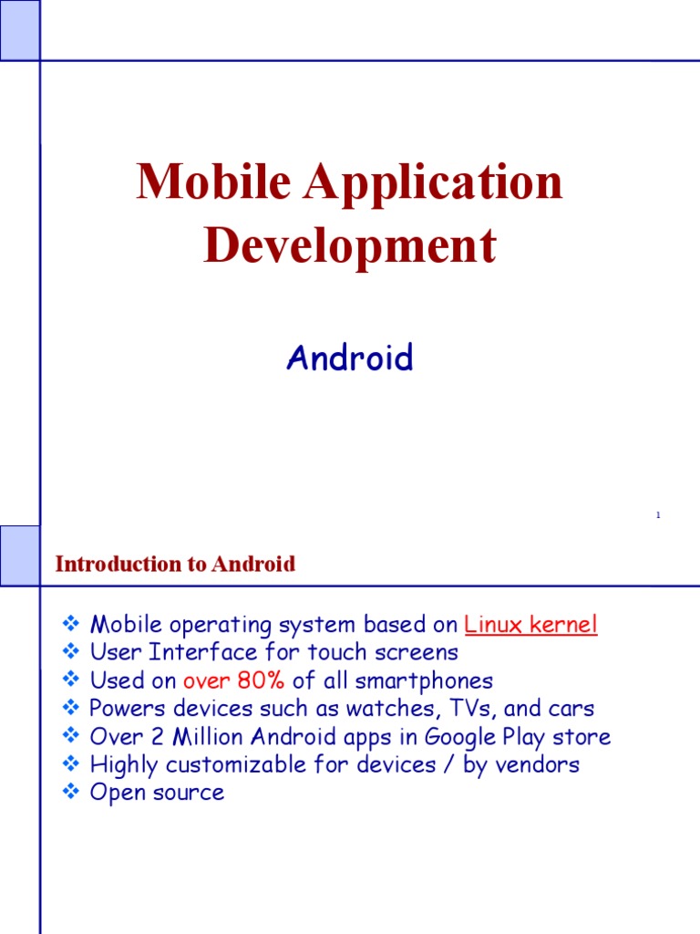 Mobile Application Development | PDF | Android (Operating System) | Mobile App