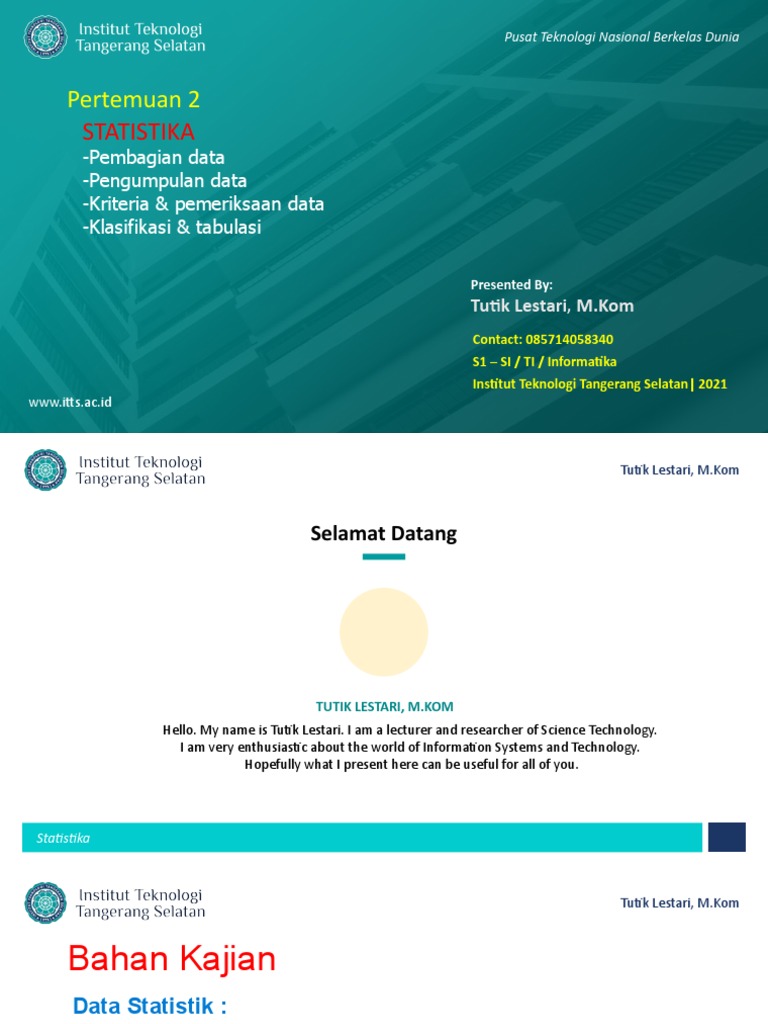 Pertemuan 2 - Statistika - Pembagian Dan Klasifikasi Data | PDF | Komputer