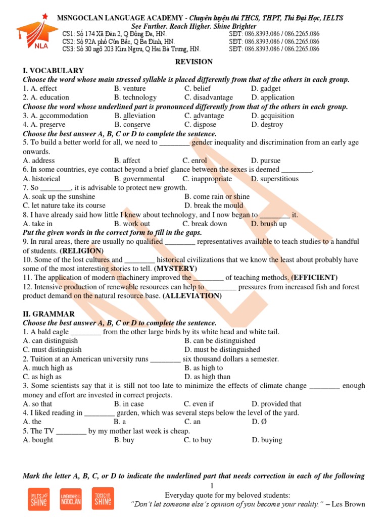 Mini Test | PDF | Linguistics