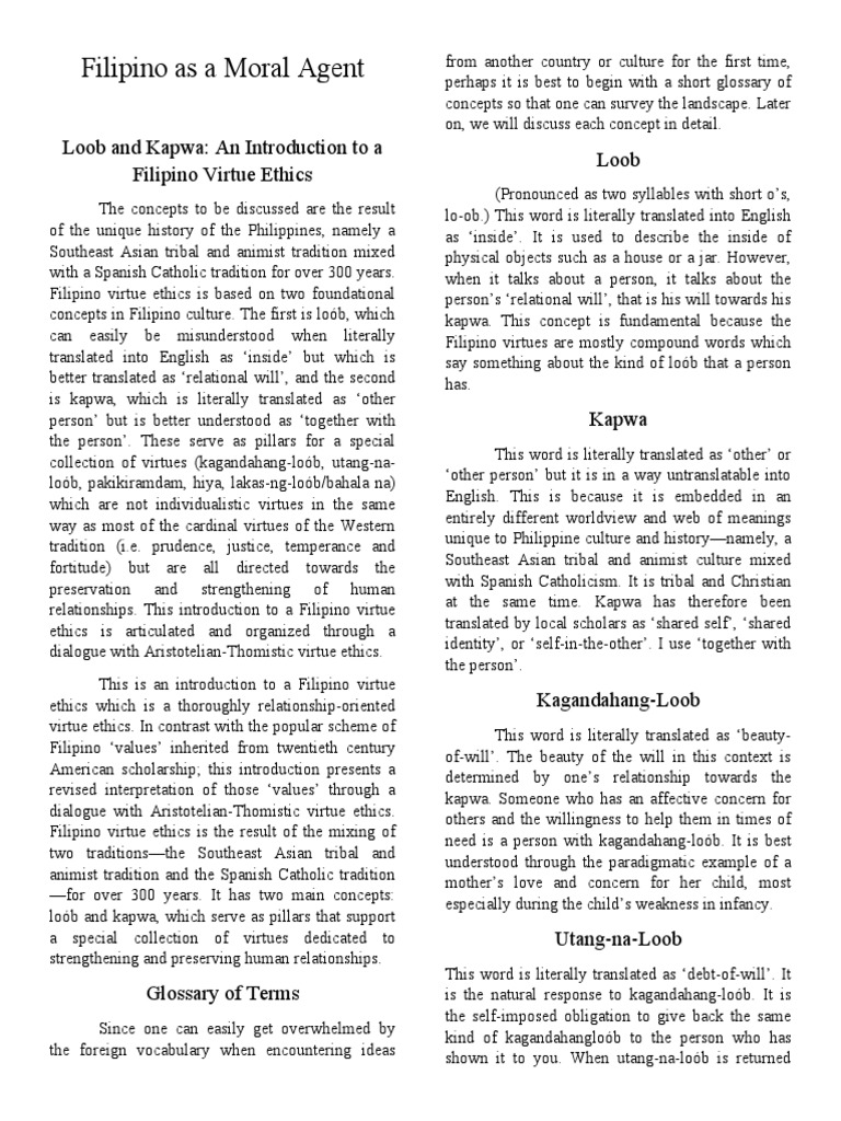 Lecture in Ethics - Filipino As A Moral Agent | PDF | Thomism | Virtue