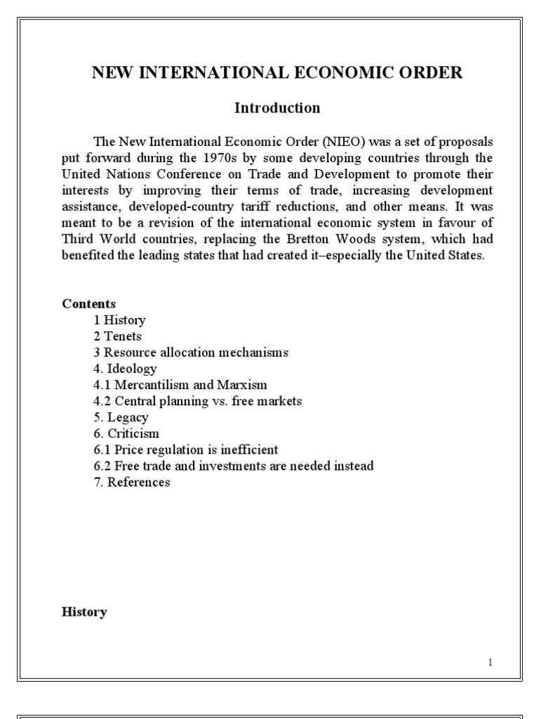 New International Economic Order | PDF | Economics | Economy (General)