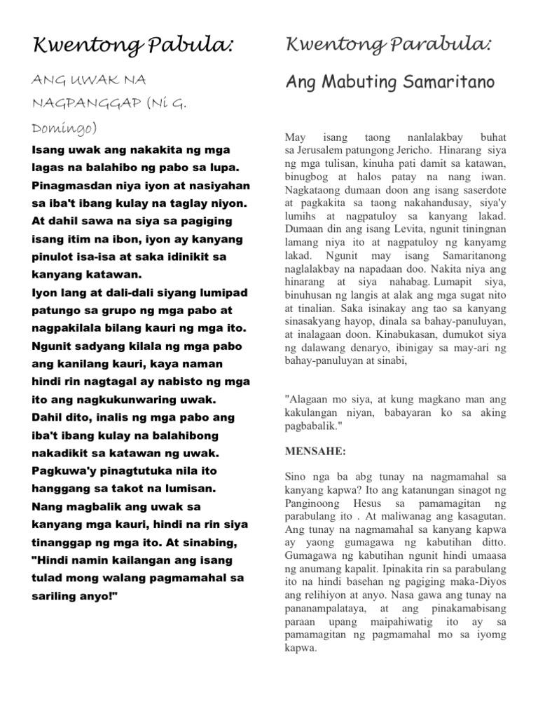 Maikling Kwento Kwentong Pabula Maikling Kwentong Pabula: 30+ Mga