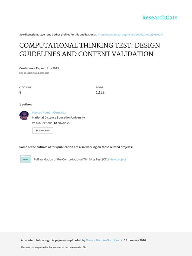 Computational Thinking Test Design Guidelines And Content Validation Pdf Thought Science