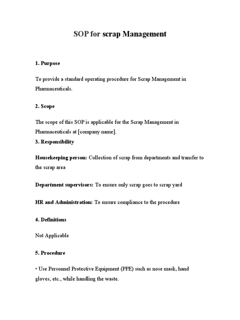 SOP For Scrap Management | PDF